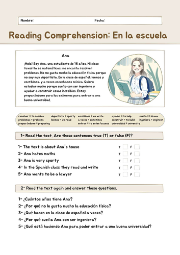 MI ESCUELA, UNIFORME Y HORARIO | Teaching Resources