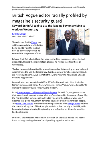 Vogue July 2021 - GCSE Media Studies EDUQAS | Teaching Resources