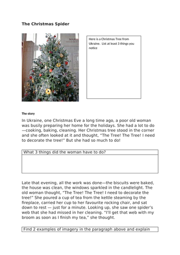 English Fiction Traditional Story The Christmas Spider Xmas ...