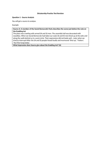 Dictatorship 1933-34 Revision – Germany Part 4 - IGCSE History – Paper ...