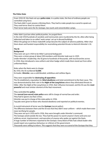 The Police State 1933-39 – Germany Part 4 - IGCSE History – Paper 1 ...