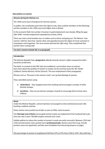 Women in Nazi Germany 1933-34 - Part 4 - IGCSE History | Teaching Resources