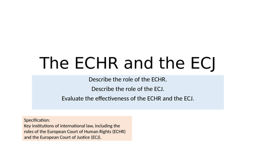 Politics and Governance Lesson 18 – The ECJ & ECHR - IGCSE Global ...