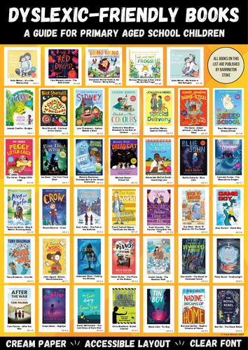 A3 Dyslexic-Friendly Book Recommendations Poster For Primary Schools ...