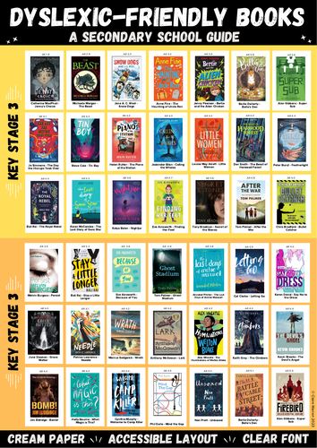 A3 Dyslexic-Friendly Book Recommendations Poster For Secondary Schools ...
