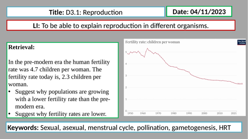 IB Biology D3.1: Reproduction (first exams in 2025) | Teaching Resources