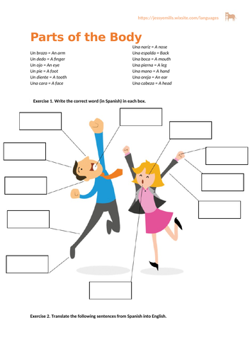 Spanish Worksheet - Parts of the Body | Teaching Resources