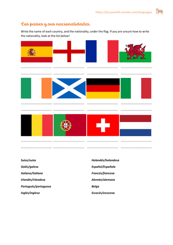 Spanish Worksheet - Countries and Nationalities | Teaching Resources