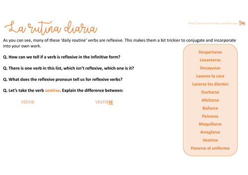 Spanish Worksheet - Daily routine | Teaching Resources
