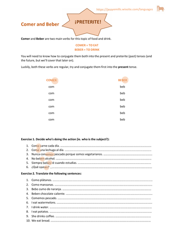 Spanish Grammar - Food | Teaching Resources