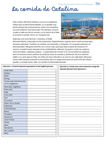 Spanish Reading Comprehension - Food and drink | Teaching Resources