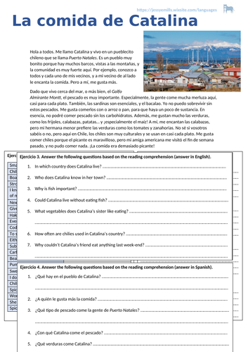 Spanish Reading Comprehension - Food and drink | Teaching Resources