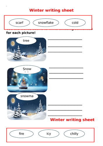Early Writing activity winter | Teaching Resources