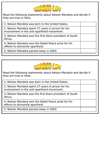 Nelson Mandela Biography - Year 5 English | Teaching Resources