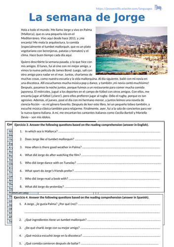 Spanish Reading Comprehension - Free time | Teaching Resources