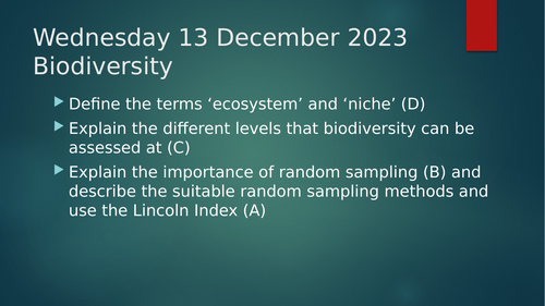 CIE 18.2 Biodiversity and Sampling Methods Including The Lincoln Index ...