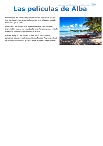 Spanish Reading Comprehension - Films | Teaching Resources