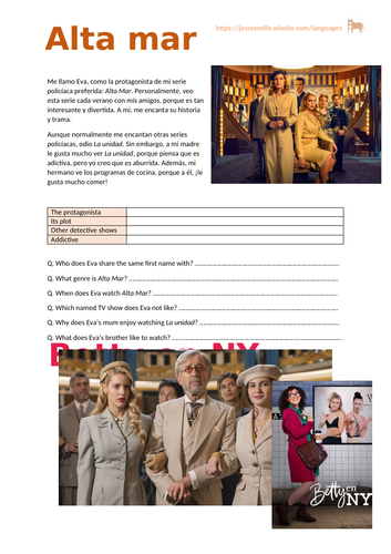 Spanish Reading Comprehension - TV | Teaching Resources