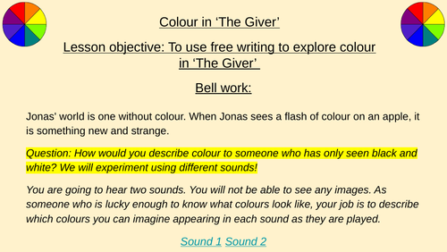 Colour in The Giver - Free writing | Teaching Resources
