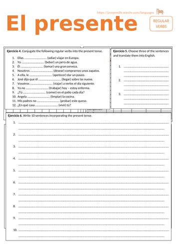 Spanish Grammar - Present Tense | Teaching Resources