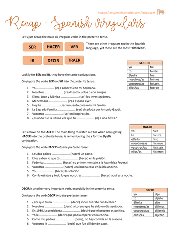 Spanish Grammar - Preterite Tense | Teaching Resources