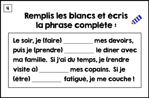 FRENCH RE VERBS PRESENT TENSE TASK CARDS | Teaching Resources