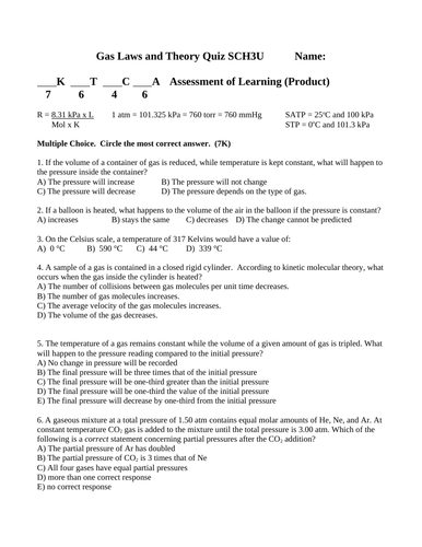 FULL YEAR TEST PACKAGE Grade 11 Chemistry (20 ASSESSMENTS WITH ANSWERS ...