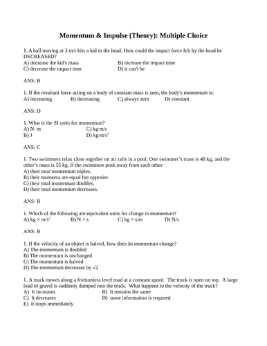 PHYSICS MULTIPLE CHOICE Grade 12 Multiple Choice Physics WITH ANSWERS ...