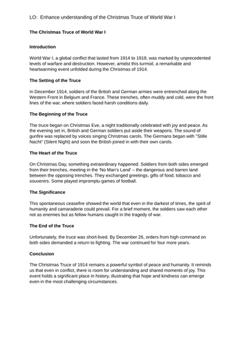 The Christmas Truce of World War I | Teaching Resources