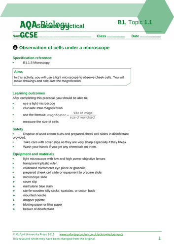 B1.1 The world of the microscope | Teaching Resources