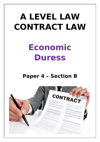 Economic Duress - Contract Law Lesson | Teaching Resources