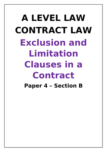 Exclusion and Limitation Clauses - Contract Law Lesson | Teaching Resources Exclusion and Limitation Clauses - Contract Law Lesson | Teaching Resources