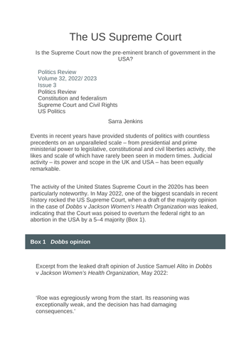 The US Supreme Court: Rights protection | Teaching Resources