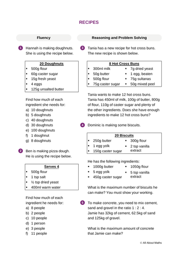 Proportion - Direct and Recipes | Teaching Resources