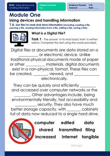 Digital Functional Skills - Module 1 - Using Devices & Handling Information - 1.6 - Using Files ...
