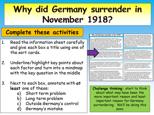 Why did WWI end in November 1918? | Teaching Resources