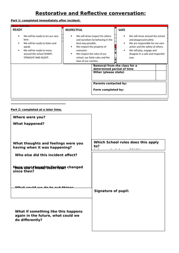 A whole behaviour system focusing on the restorative approach ...