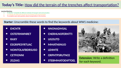 L3: Trench Transport - WW1 Medicine (includes source practice) - MTT ...