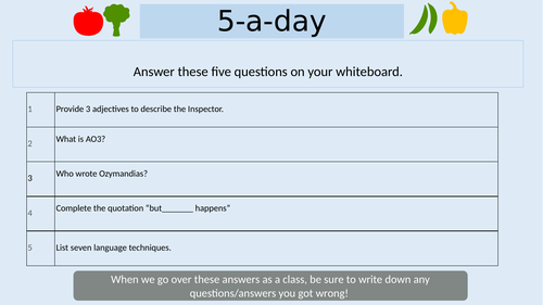 Literature Paper 2 DIRT Lesson | Teaching Resources
