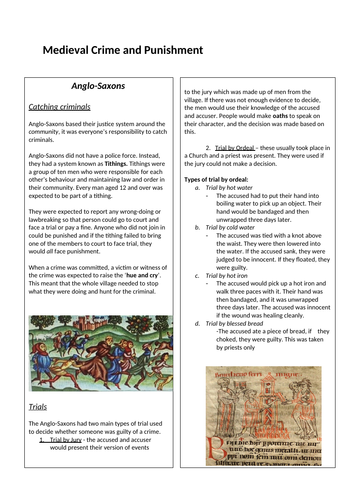 Anglo-Saxon/Norman Crime and Punishment | Teaching Resources