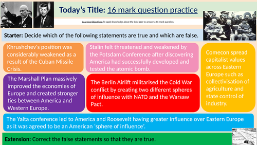 BUNDLE TOPIC 2 COLD WAR GCSE HISTORY EDEXCEL (7 LESSONS) | Teaching ...