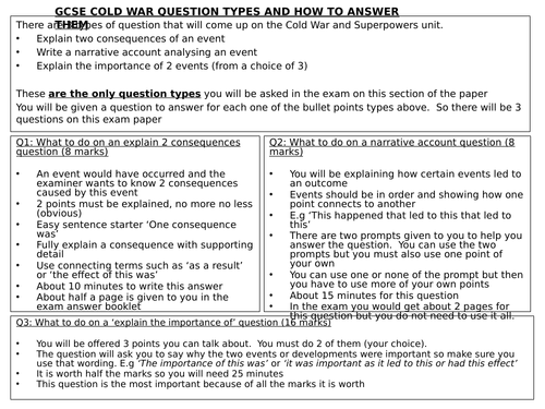 BUNDLE WHOLE COURSE - SUPERPOWER RELATIONS & COLD WAR GCSE HISTORY ...