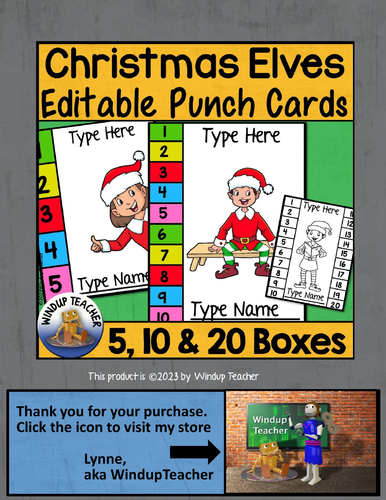 Behavior Reward Punch Cards - EDITABLE - Christmas Elves Elf Sitting on ...