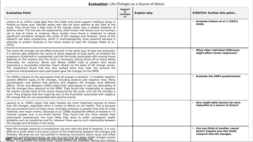 A-Level Psychology - LIFE CHANGES AS A SOURCE OF STRESS [Stress Topic ...