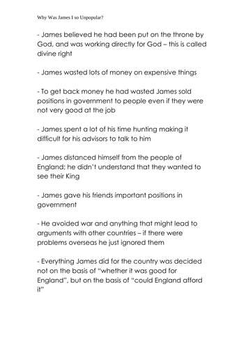 King James I - KS3 History Stuarts | Teaching Resources