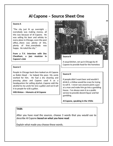 Source Activities for Al Capone | Teaching Resources