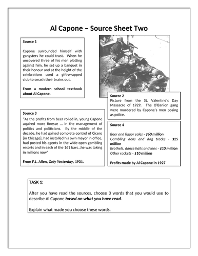 Source Activities for Al Capone | Teaching Resources