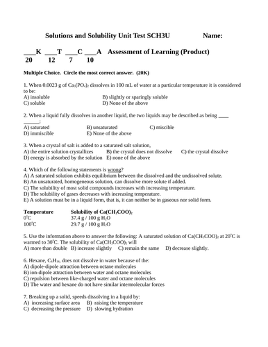 FULL YEAR TEST PACKAGE Grade 11 Chemistry (20 ASSESSMENTS WITH ANSWERS ...