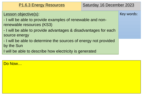 Energy Resources | Teaching Resources