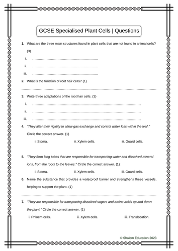 AQA GCSE Cell Biology Pack - 25 Practice Question Worksheets | Teaching ...